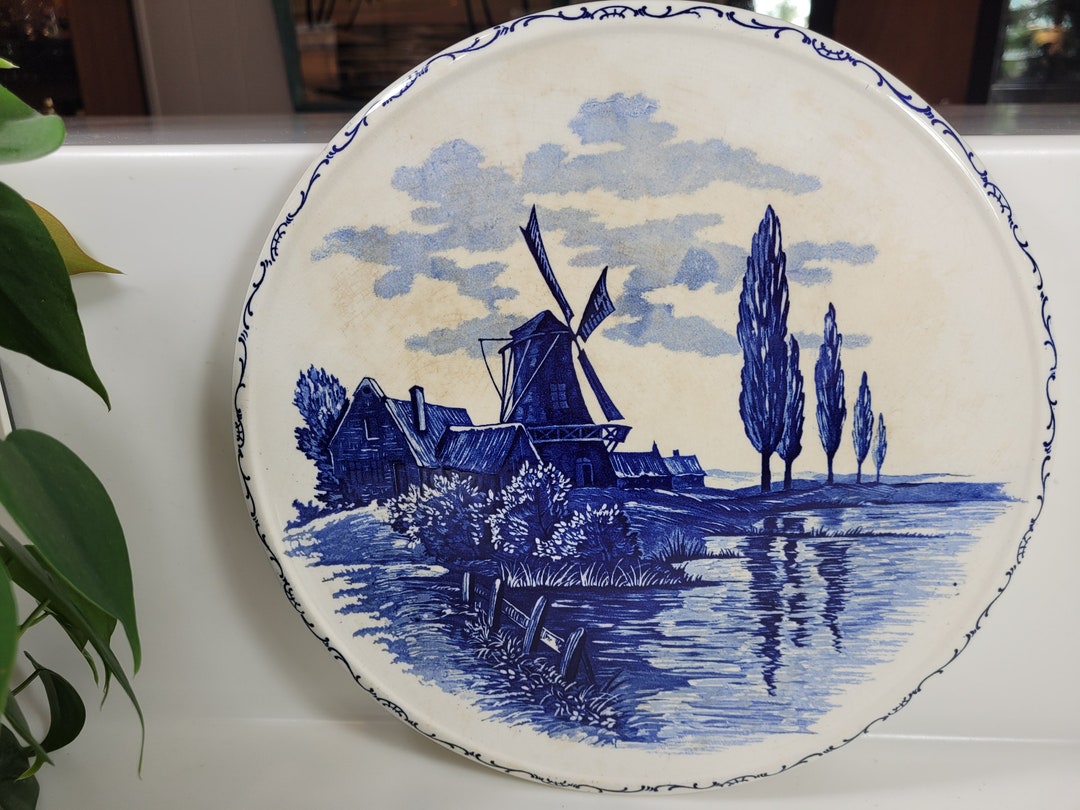 Vtg Delftware Hand-painted Large Ceramic Wall Art Piece, Made in ...