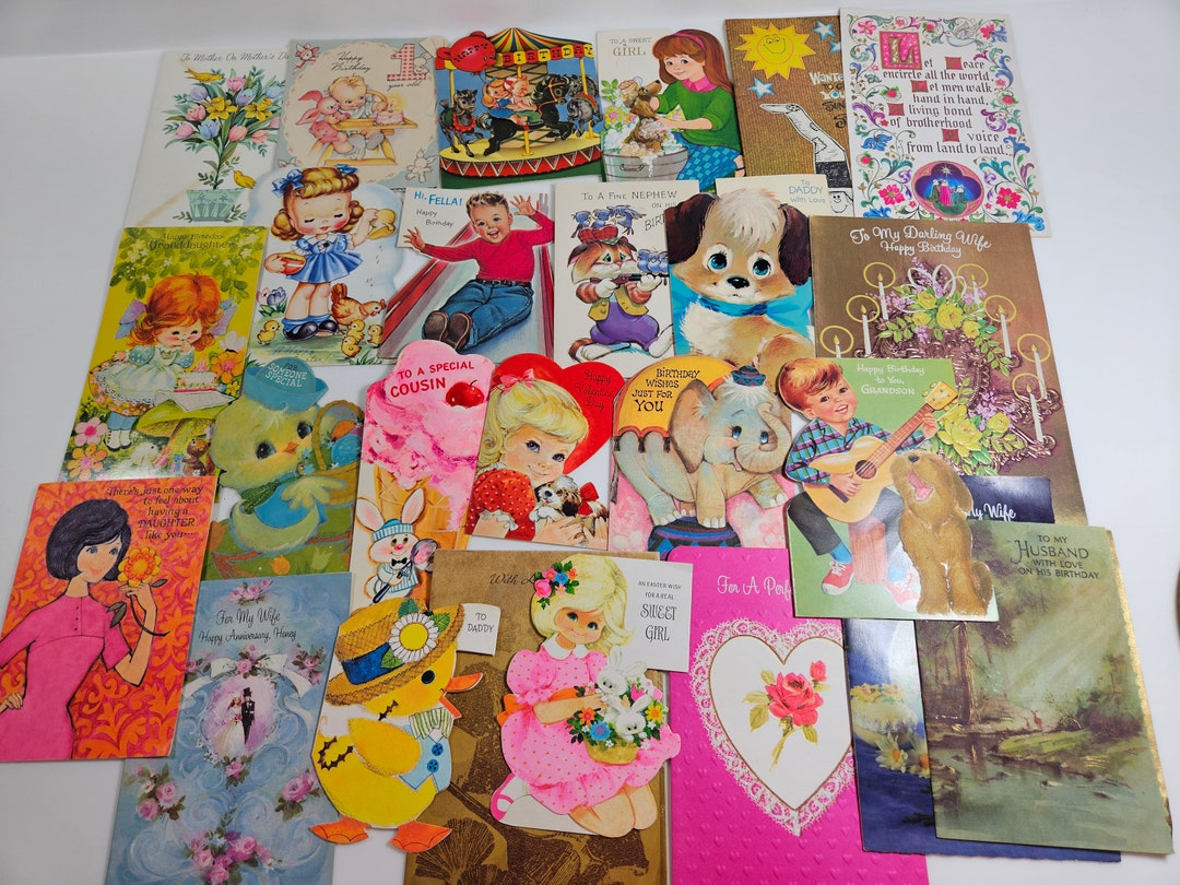 25 Vtg 1960s-70s Greeting Cards, Used // Various Events and Sentiments ...