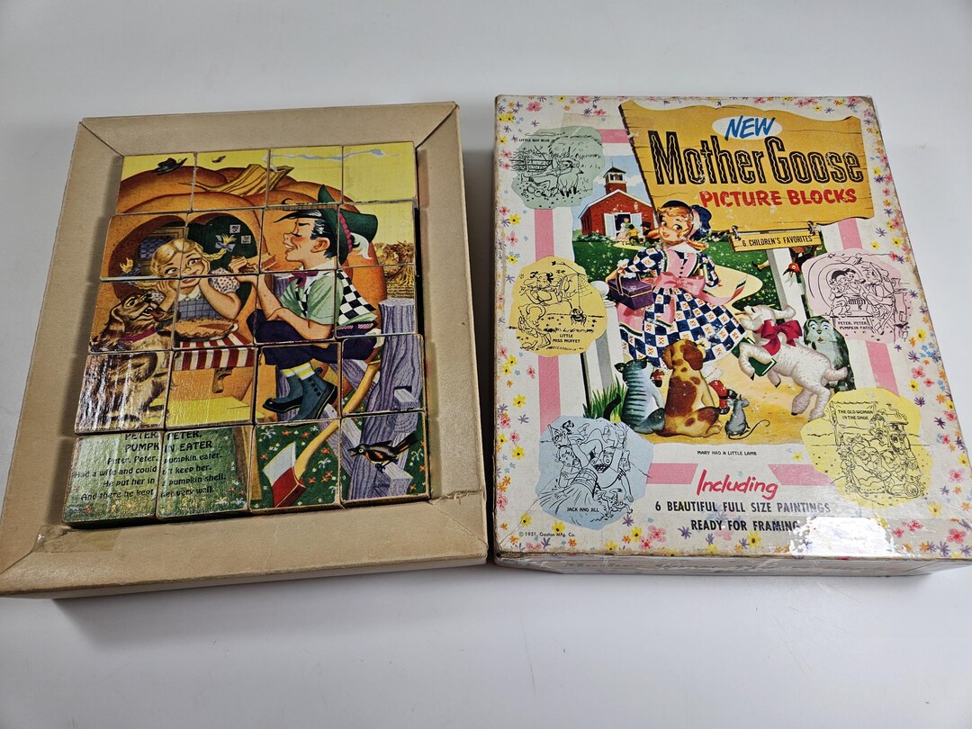 1951 Mother Goose Wood Picture Blocks Puzzle Set in Box // 6 Puzzles - Etsy