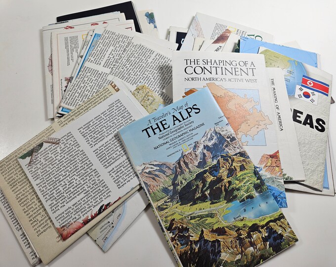 31 Vtg 1980s Paper Maps, Fold-outs From National Geographic Magazines ...