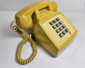 Yellow Push Button Desk Phone, Restored and Working Touch Tone ...