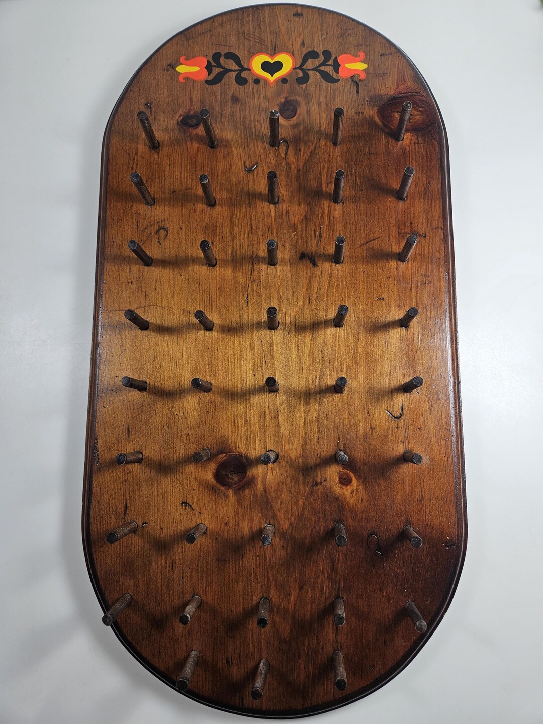 Vtg Hanging Wood Thread Spool Holder, 20 X 10 X 2.25 Inches // Holds 43 ...