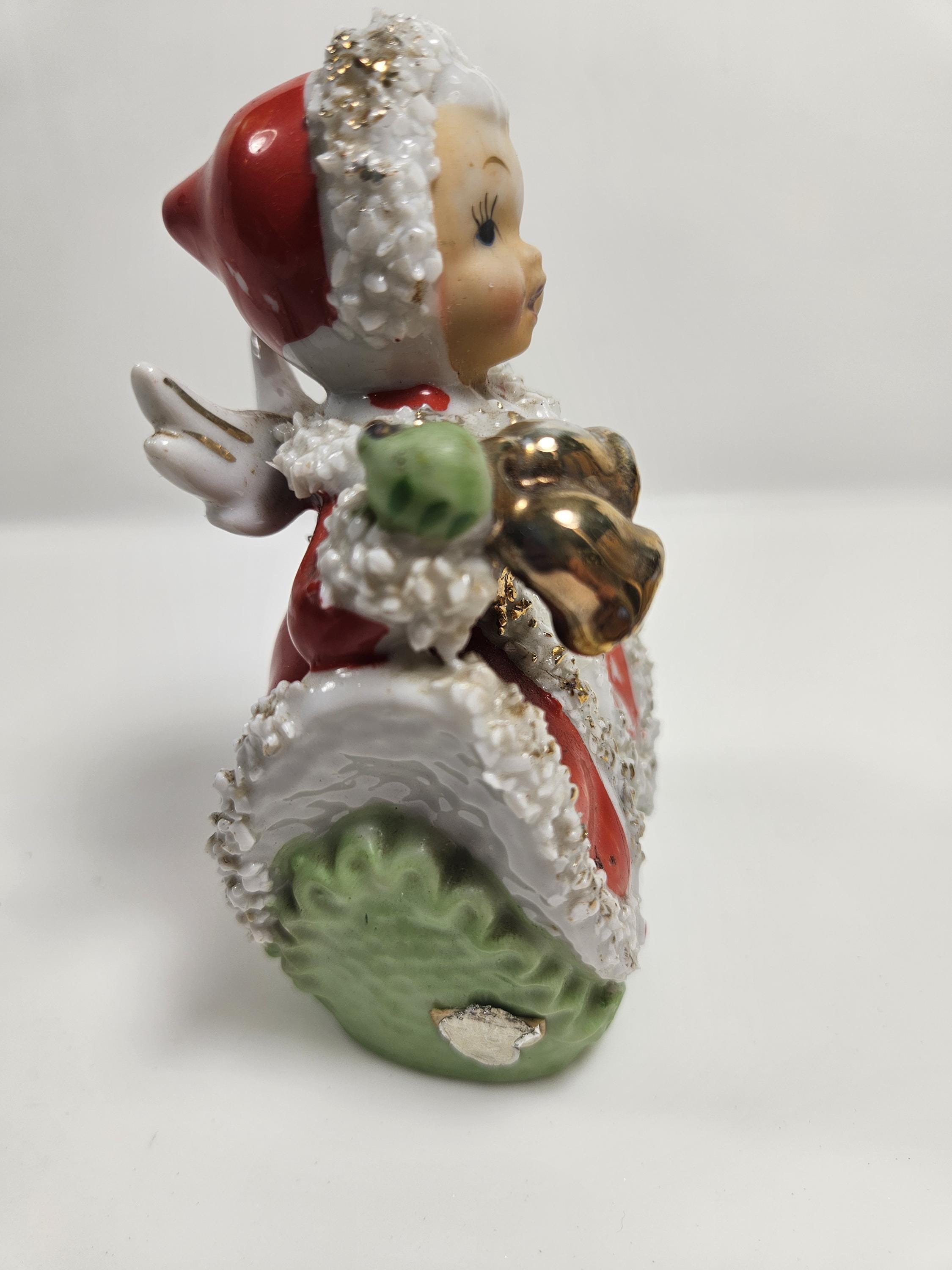 Vtg Lefton or Napco Christmas Angel Bell With Handbells // 4.5 X 2.75 ...