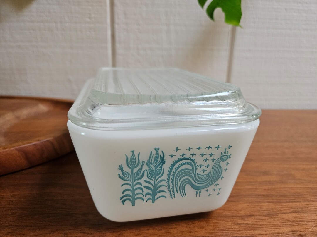 Vtg Pyrex 0502 1.5 Pint Amish Butterprint With Lid // 6.75 X 4.25 X 3.5 ...