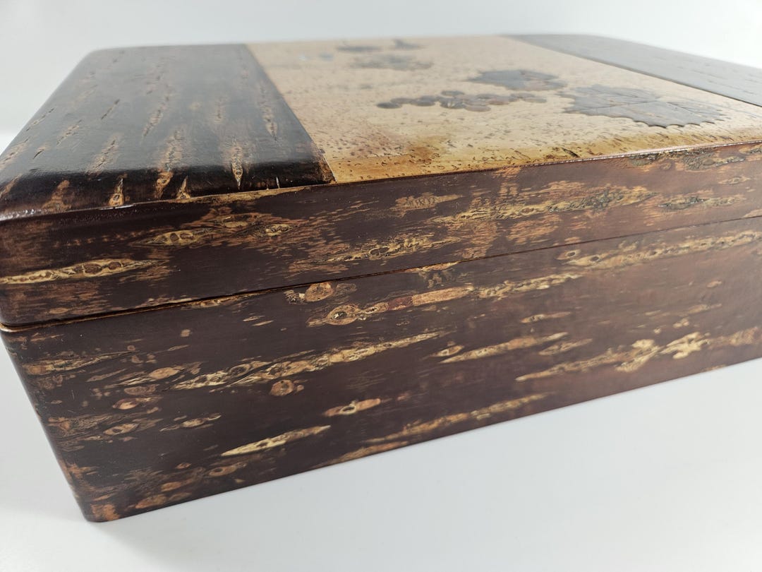 Large Vtg Cherry Tree Bark Veneer, Solid Wood Keepsake Treasure Box ...