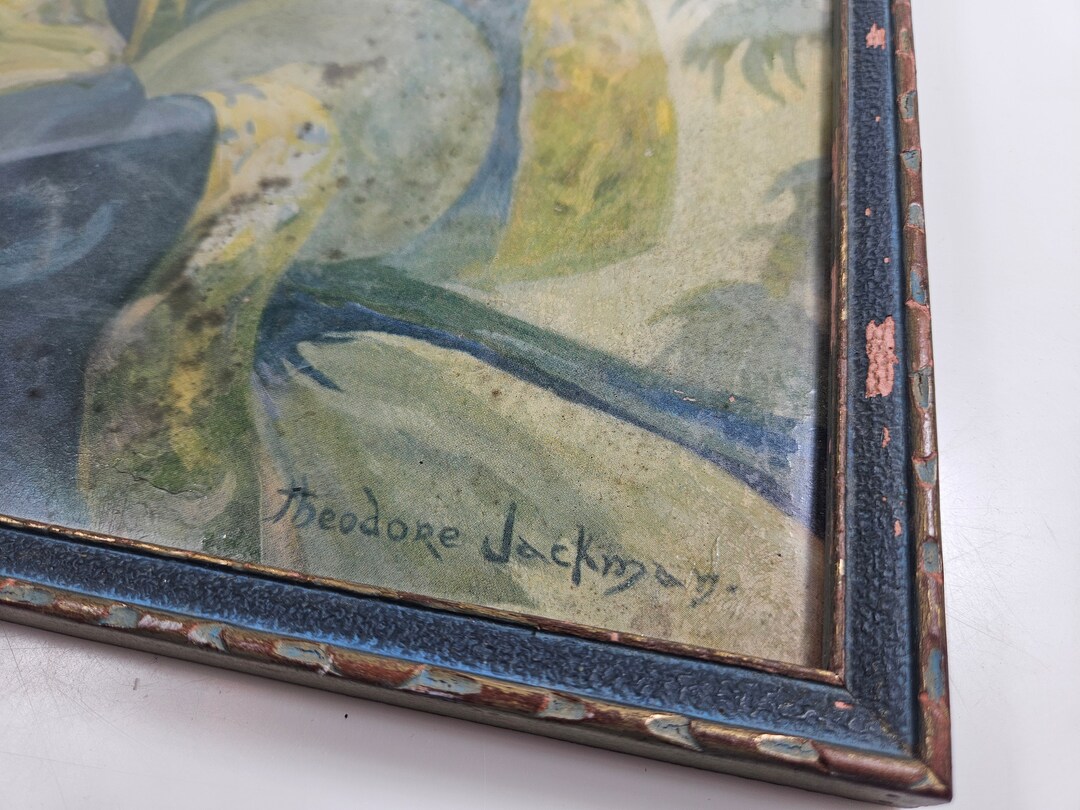 Vtg 1930s-40s Rustic 10 X 12 Inch Large Painted Wood Frame, Blue, Gold ...