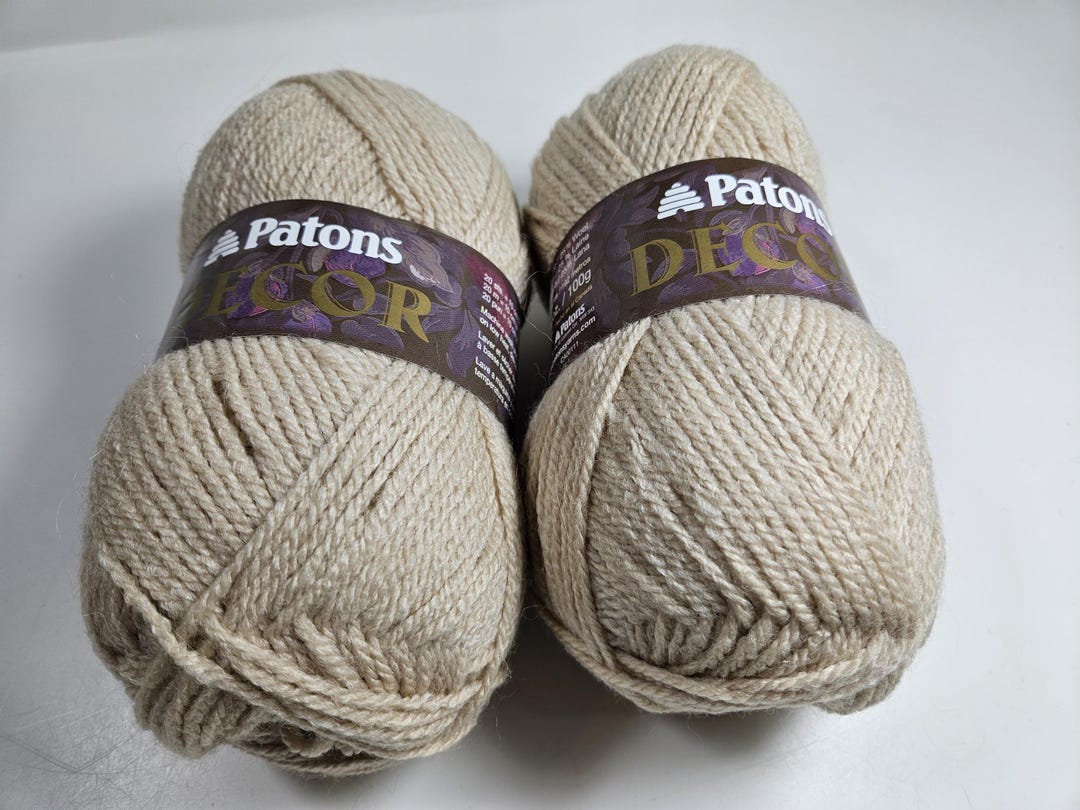 2 Skeins Patons Decor Yarn, Pale Taupe Color 1630 // Acrylic Wool ...