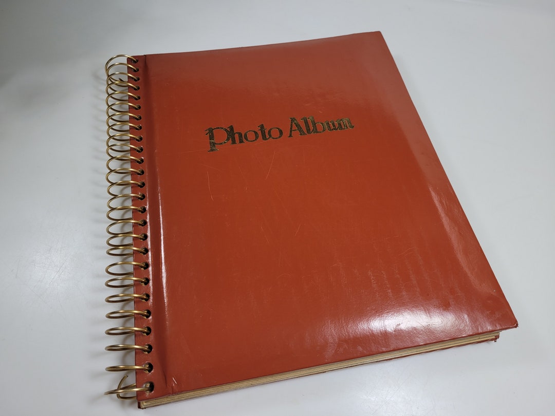 Vtg Dark Orange Photo Album, Gold Rings Binding // 10 Sticky Double ...