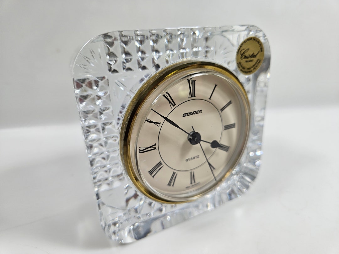 Vtg Crystal Table Clock, Staiger West Germany Clock Parts and Crystal ...