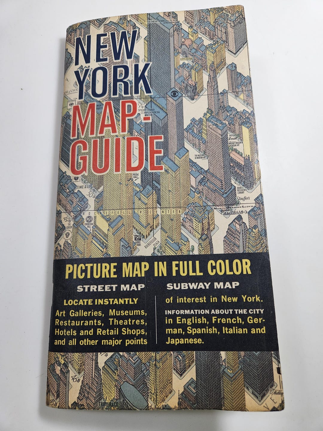 1963 Large New York Map & Guide in Full Color, Streets All 5 Boroughs ...