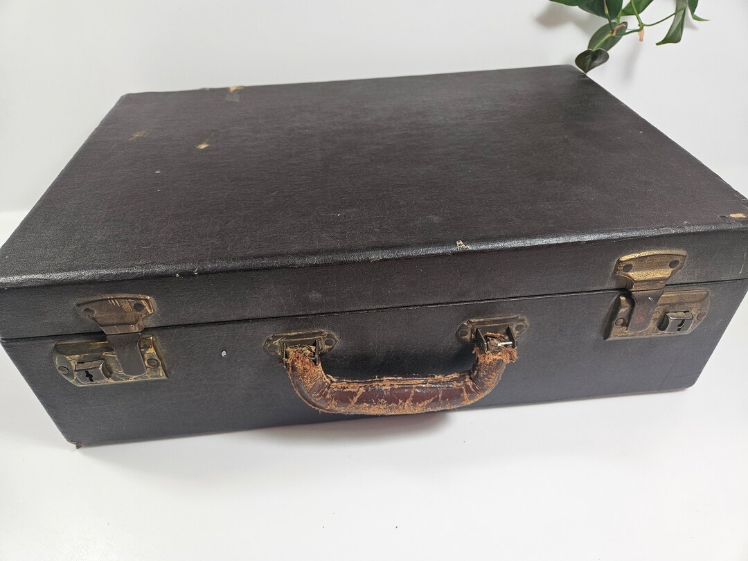 Vtg Rustic Suitcase, 17.5 X 12 X 6 Inches // Wood Covered in Paper and ...