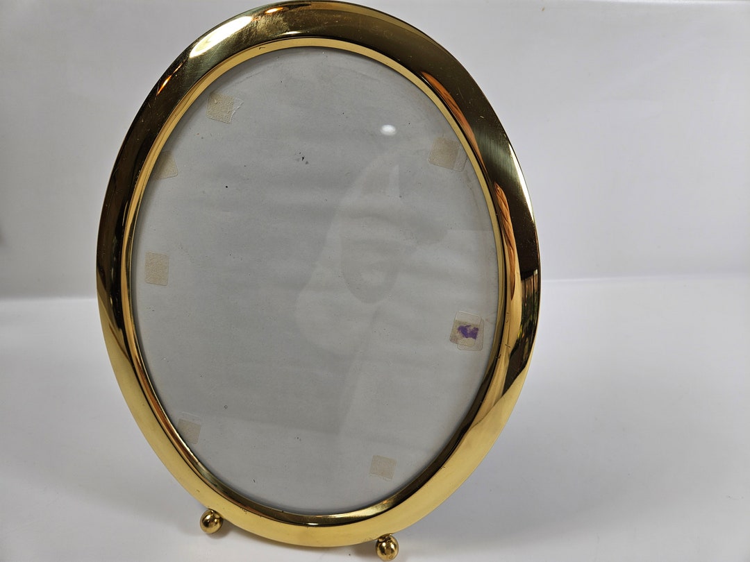 Vtg Oval 8 X 10 Inch Solid Brass Picture Frame With Glass Cover ...