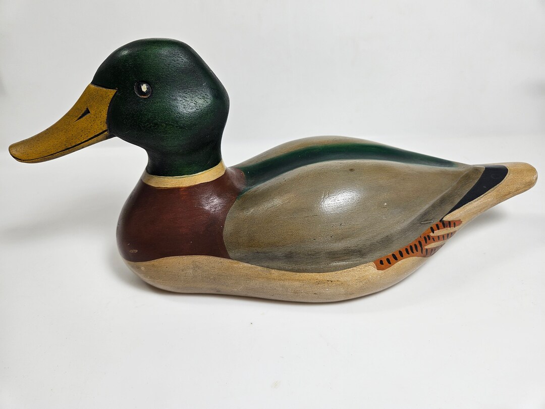Vtg Hand-carved, Hand-painted Solid Wood Duck // Likely Japanese ...