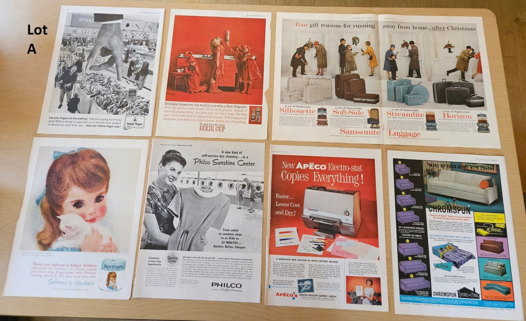 8 Vtg 1961-62 Full-page Magazine Ads, Each About 13.5 X 10.5 Inches ...