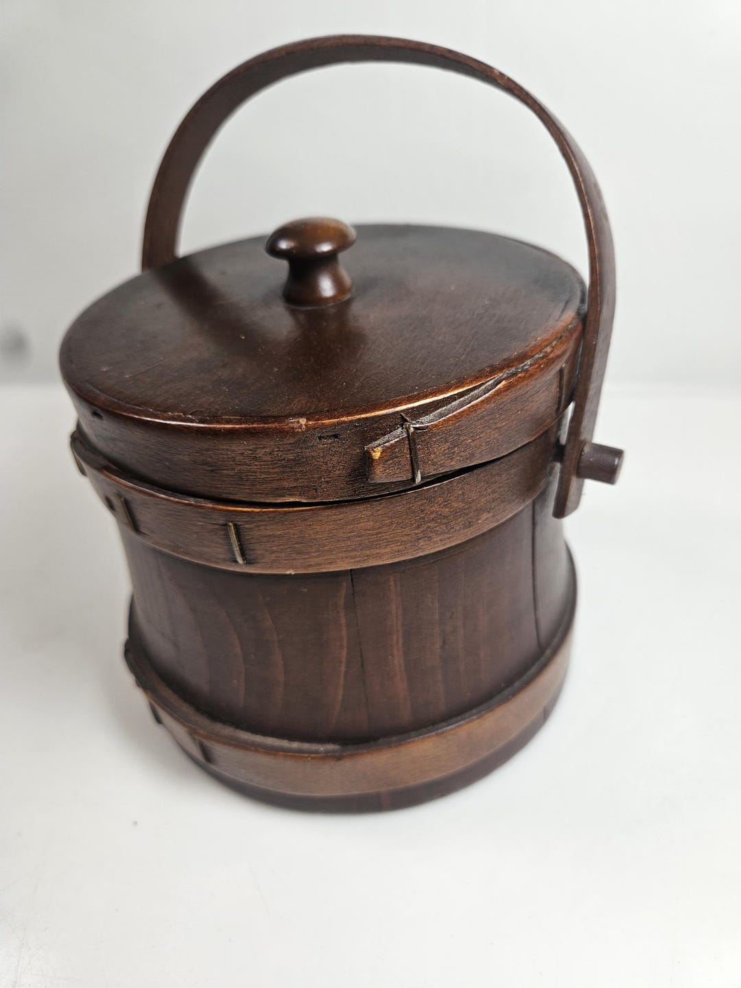 Small Antique Wood Firkin/bucket With Lid, Handle // 5 X 5.5 Inches - Etsy