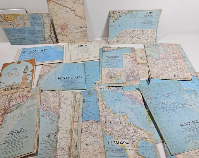 47 Vtg 1950s-1970s Paper Maps, Fold-outs From National Geographic ...