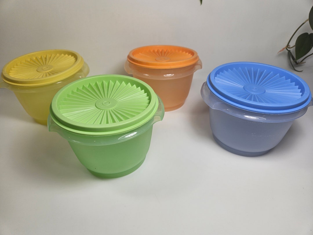 4 Vtg Tupperware Sheer Pastel Servalier Bowls + Lids // Tupperware 886 ...