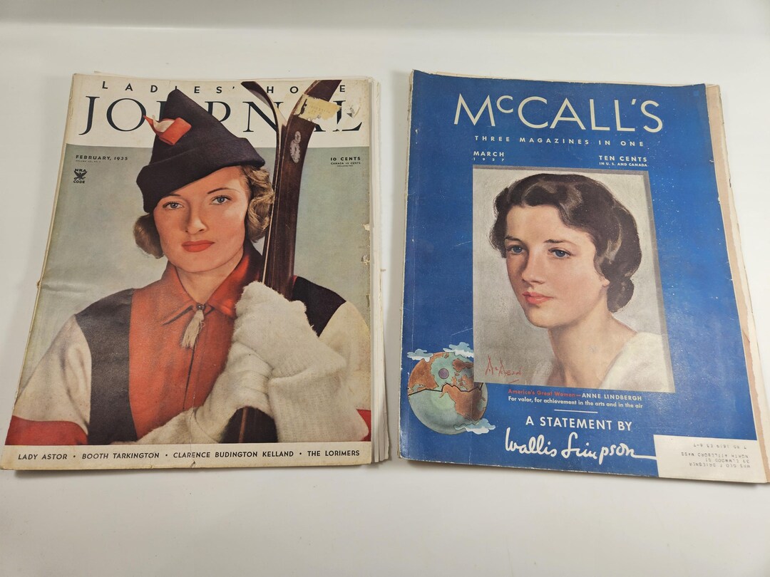 Two Antique Magazines - 1935 Ladies' Home Journal + 1937 Mccall's ...