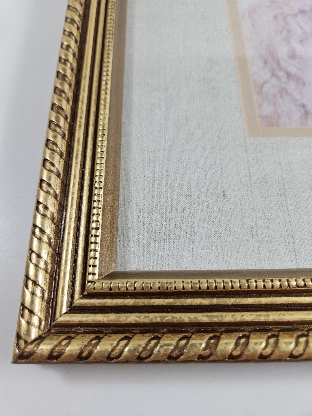 9 X 11 Inch Vtg Solid Wood Carved Frame, Painted Gold With Glass Cover ...