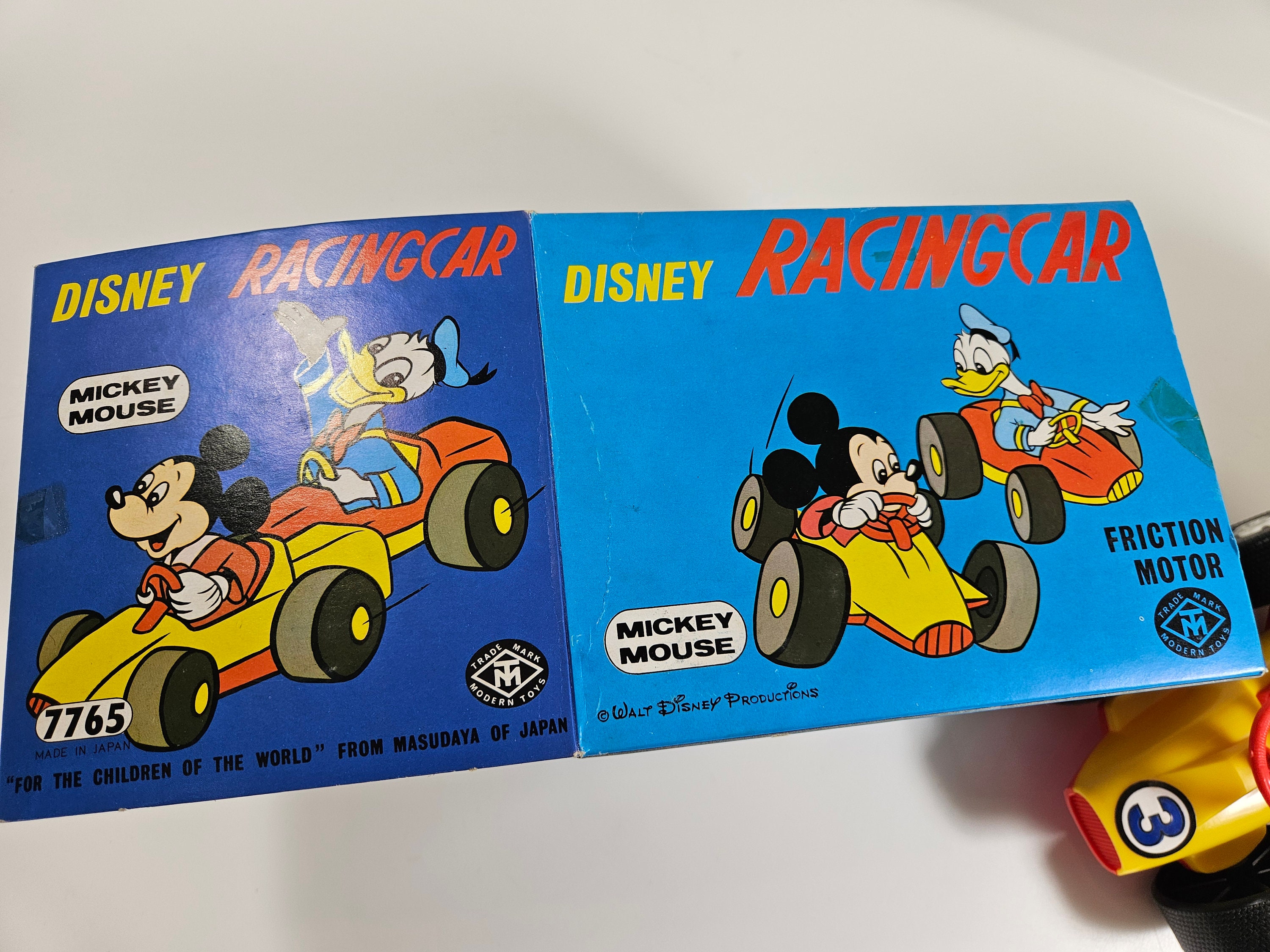 Vtg NOS Mickey Mouse Plastic Racing Car, Original Box Vtg NOS Mickey Mouse Plastic Racing Car, Original Box