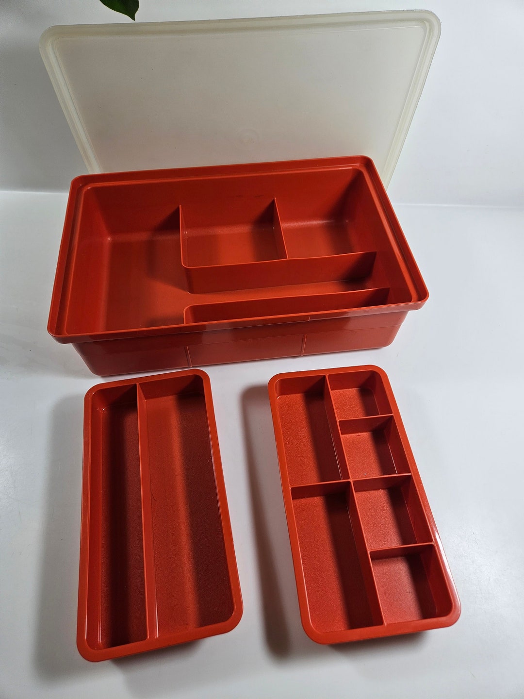 Vtg 4-piece Tupperware Tuppercraft Rectangle Storage Organizer // 13 X ...