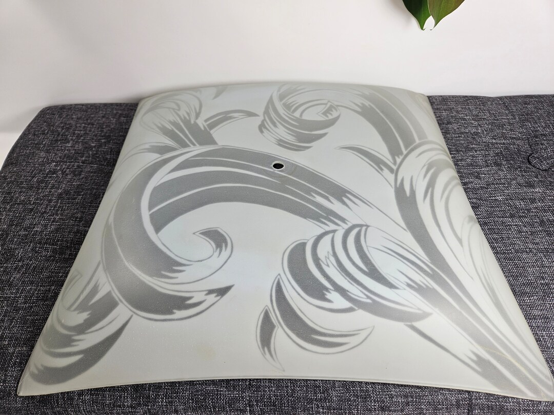 Large Vtg Square Glass Ceiling Light Fixture Cover, 15.5 Inches Square ...