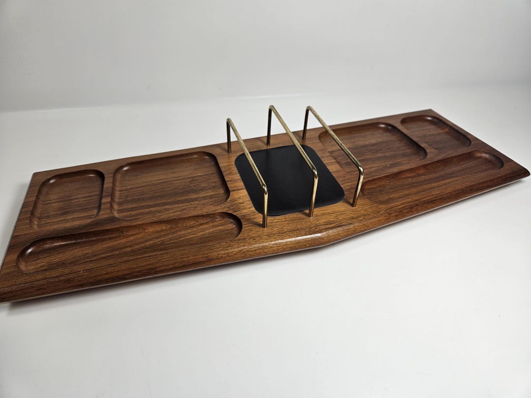 Vintage Walnut Wood Dresser or Desk Tray Organizer, 17.5 Inches ...