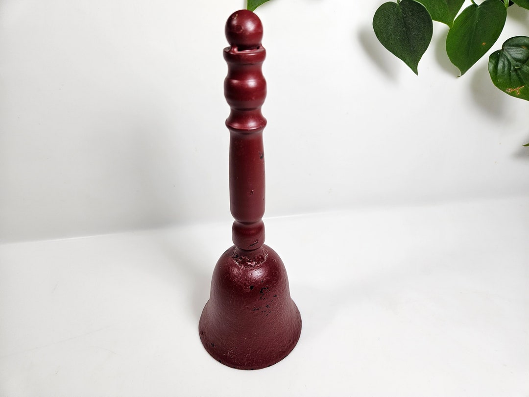 Large Vtg Iron Hand Bell, 9 Inches Tall // Painted Dark Red - Etsy
