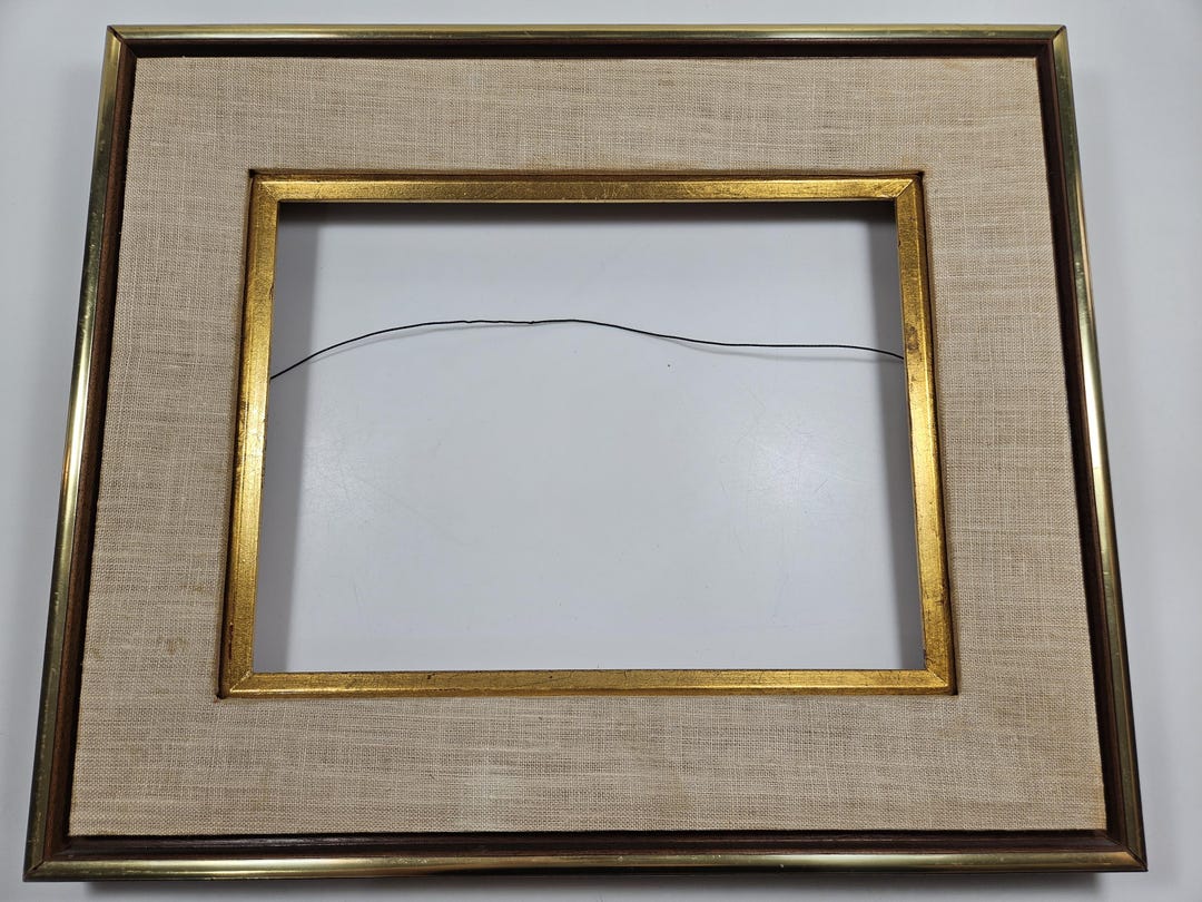 Vtg Solid Wood Frame for 9 X 12 Inch Artwork, No Glass // Gold With Off ...