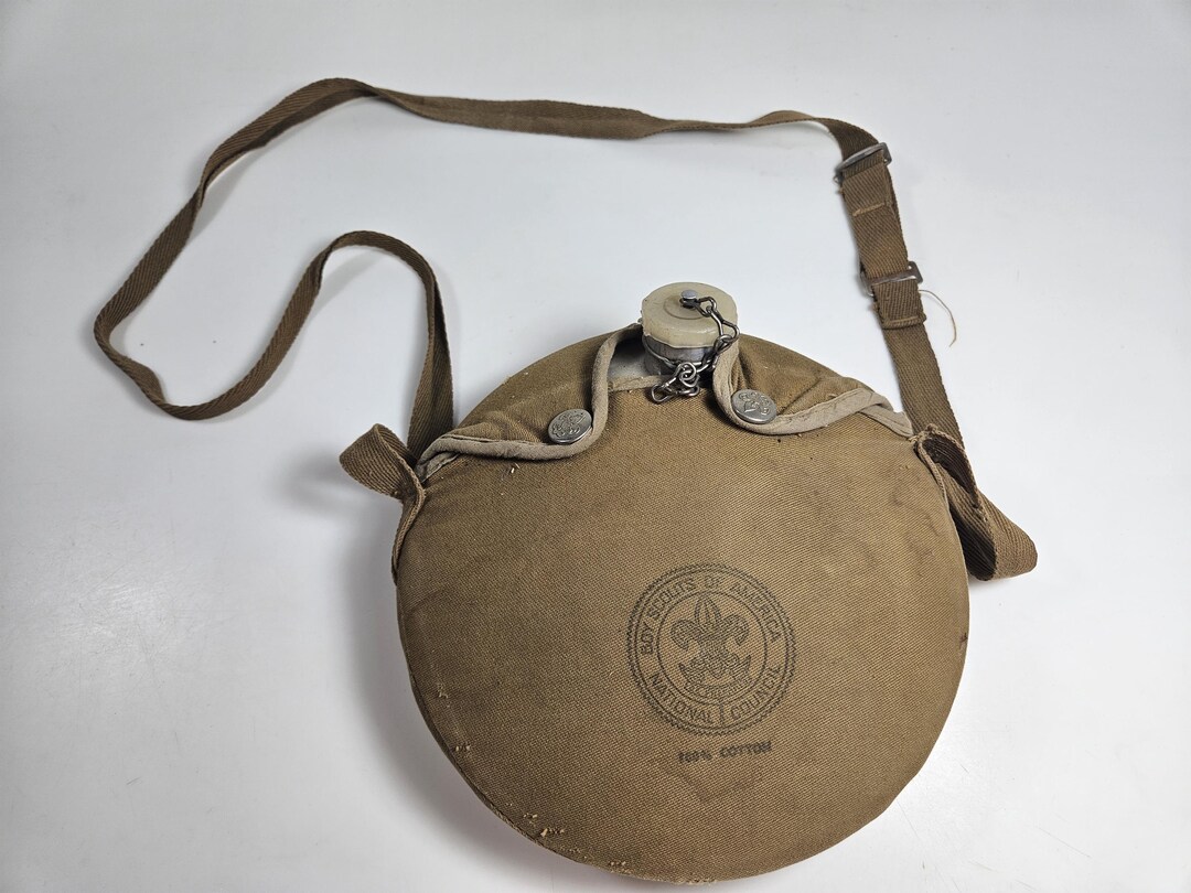 Vtg Boy Scouts Canteen, Aluminum Metal With Canvas // Canister 8 Inches ...