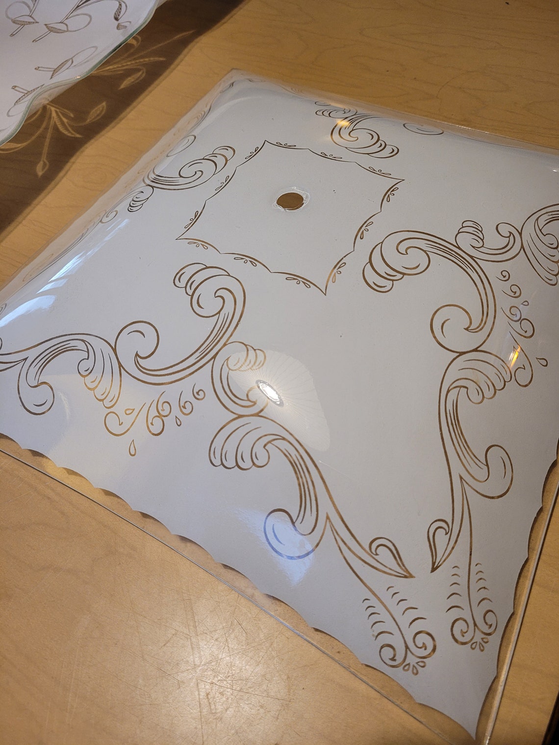 Vintage Square Glass Ceiling Light Fixture Cover 2 Choices // - Etsy