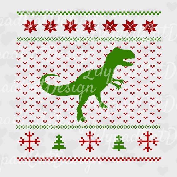 Dinosaur Christmas Sweater Svg - Etsy