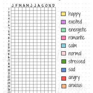 Pixel Mood Tracker, Printable Tracker, Daily Mood Tracker, PDF Mood ...