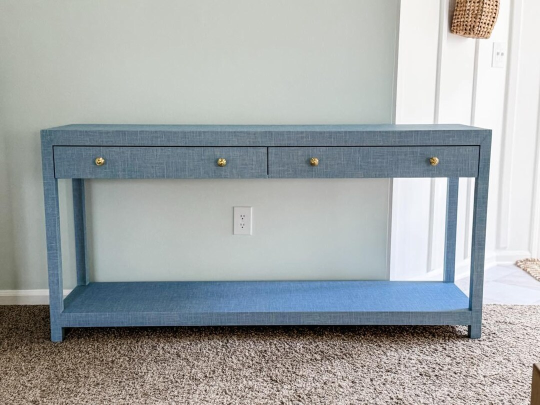 Custom Grasscloth Console Table, Modern Coastal Entryway Table, Grand ...
