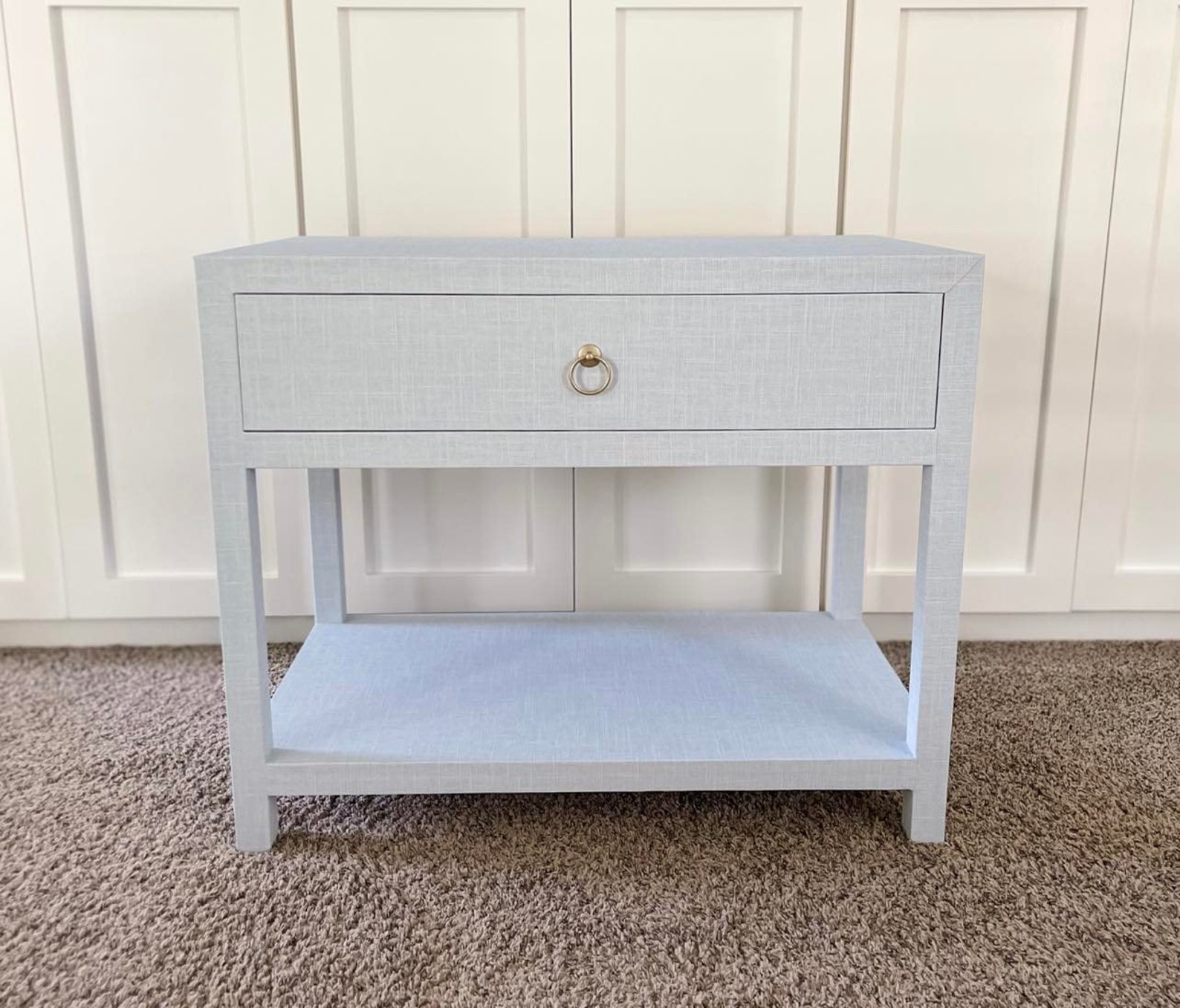 Coastal Grasscloth Nightstand, Modern Bedside Table, Modern Coastal ...