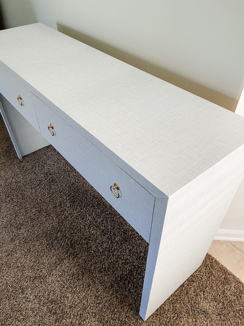 Faux Grasscloth Console Table Entryway Table Modern Coastal - Etsy