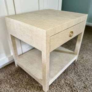 Custom Grasscloth End Table, Nightstand, Bedside Table, Modern Coastal ...