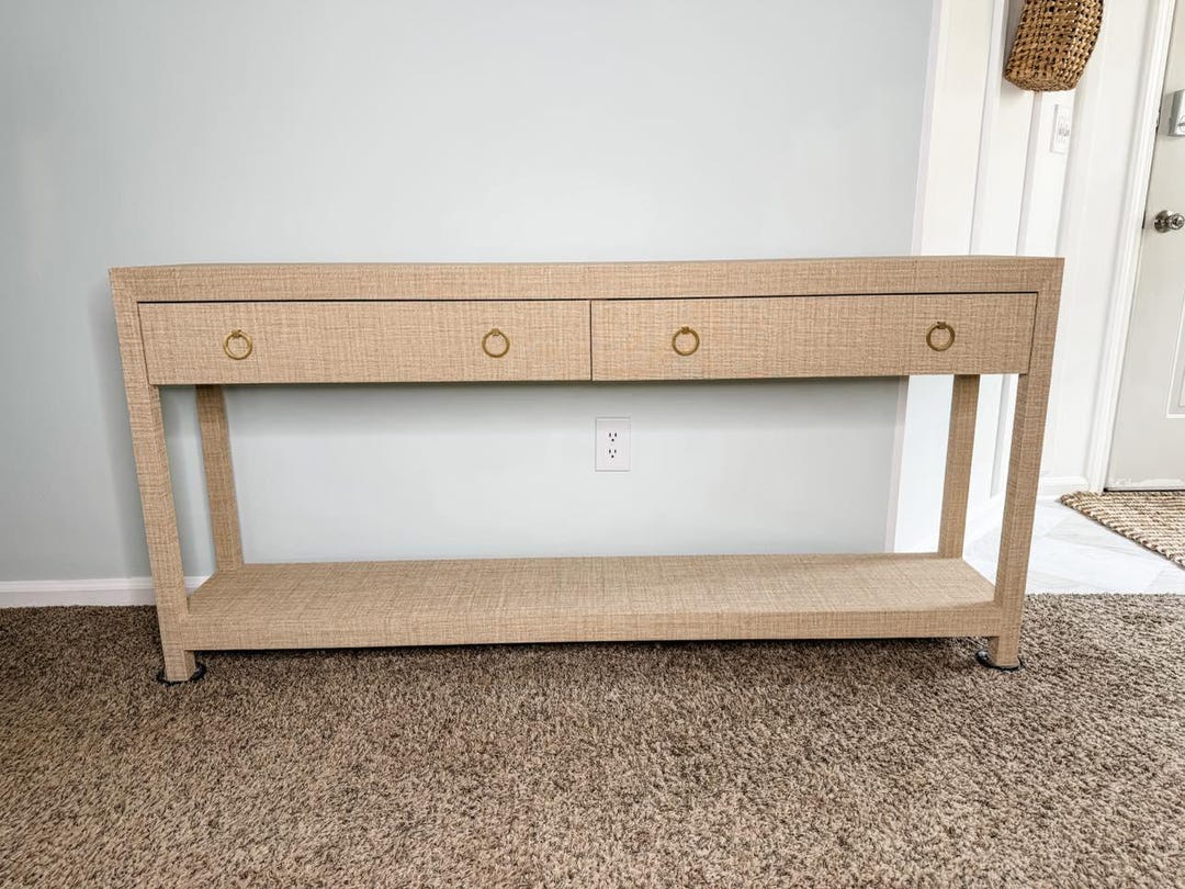 Custom Modern Coastal Entryway Table, Grasscloth Console Table, Grand ...