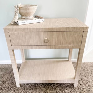 Grasscloth Nightstand, End Table, Bedside Table, Modern Coastal, Raffia ...
