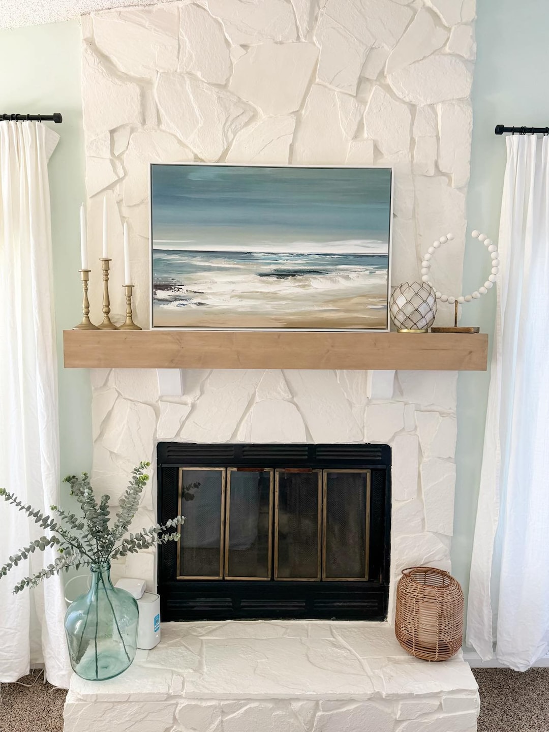 Custom Rustic Wood Fireplace Mantle: Reclaimed Beam, Floating Shelf - Etsy