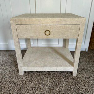 Custom Grasscloth End Table, Nightstand, Bedside Table, Modern Coastal ...
