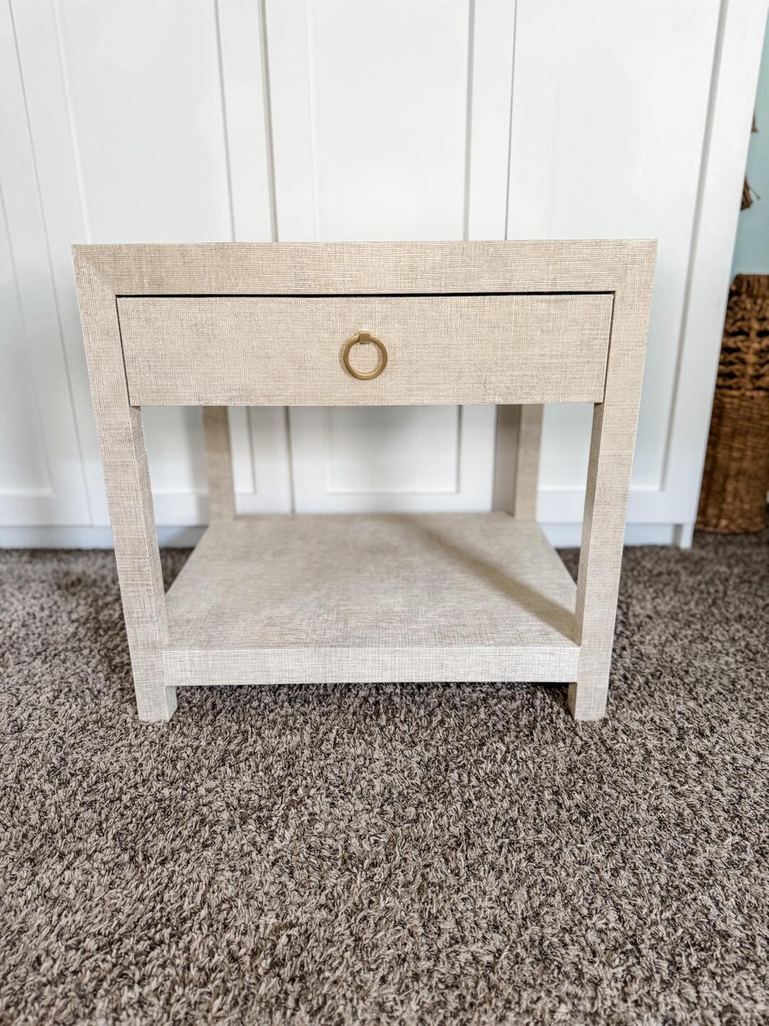 Custom Grasscloth End Table, Nightstand, Bedside Table, Modern Coastal ...
