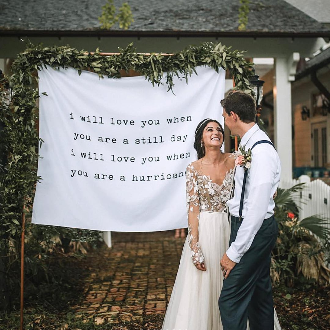 Personalized Wedding Quote Sign, Custom Fabric Wedding Ceremony Name ...