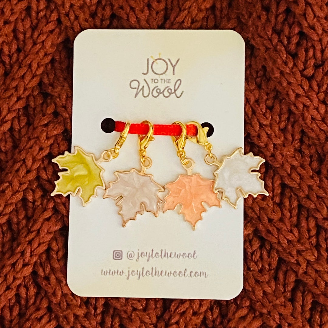 Pearlescent Autumn Maple Leaf Stitch Marker Set: Enamel Knitting ...