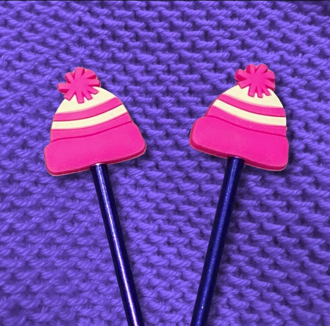Pom Pom Beanie Hat Knitting Needle Stoppers: Knitters Gift - Etsy