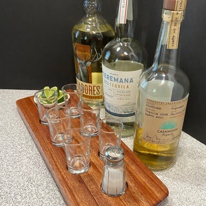 Tequila Flight Serving Tray Set - Mahogany Tray Can Be Personalized ...
