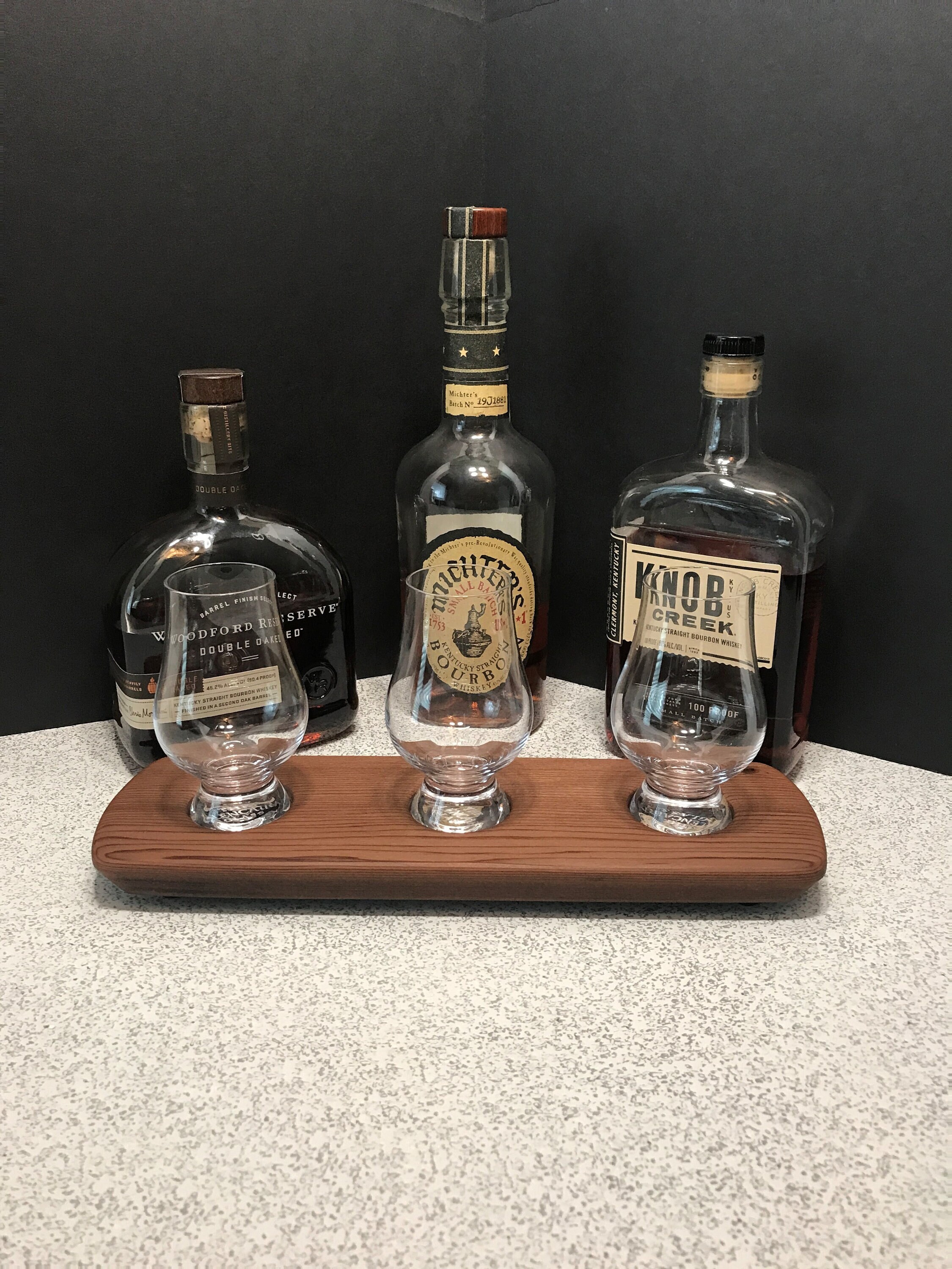 Personalized 3 Glencairn Glass Serving Tray Set -solid Reclaimed ...