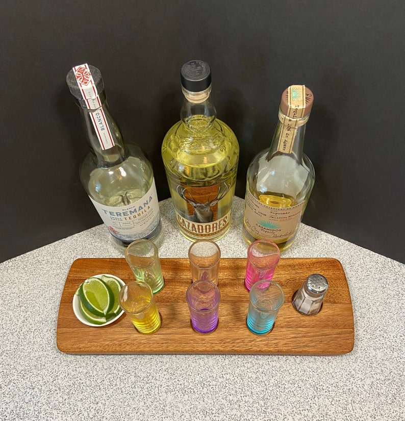 Tequila Flight Serving Tray Set - Mahogany Tray Can Be Personalized ...