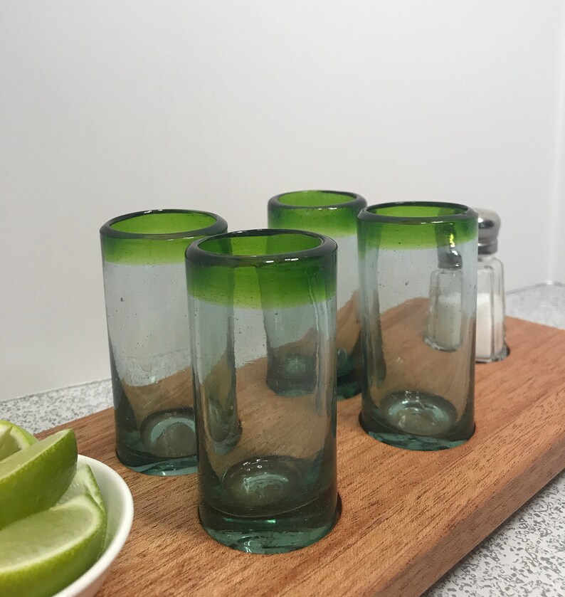 Tequila Mahogany Serving Tray Set With Salt Shaker, Bowl, & 4 Green Rim ...