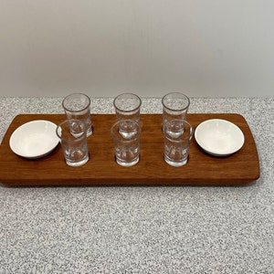 Tequila Serving Tray Set - Mahoganytray With 2 Bowls & 6 Heavy Base ...